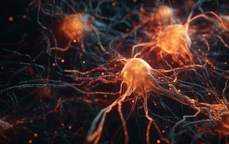 Neuron Cells, Neural Network. Human Brain Anatomy. Generative Ai ...