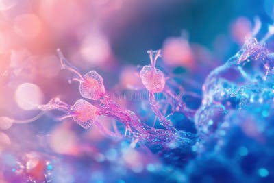 Neuron Cells with Synapse Connections Under Microscope Stock Photo ...