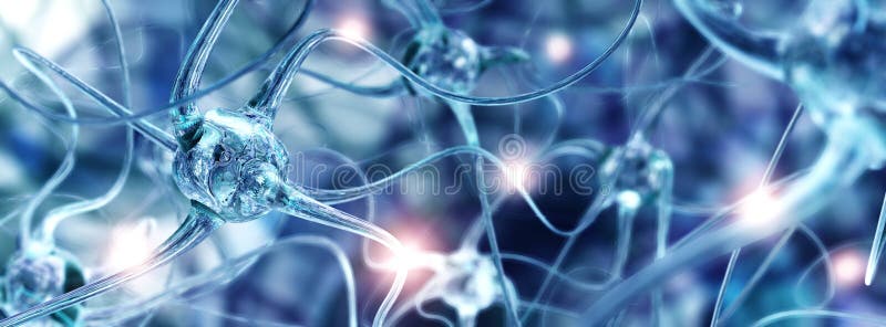 Neuron Close-up, the Work of the Brain Stock Illustration ...