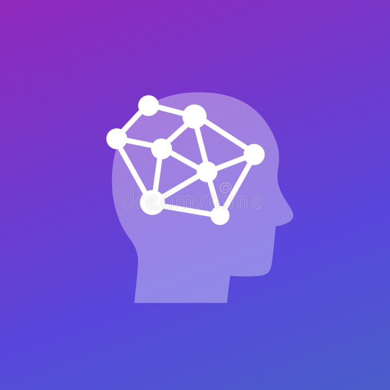 Neuron Connections Icon with a Head Stock Illustration - Illustration ...