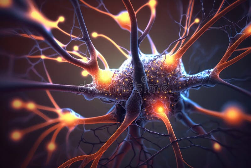 Neuron with Electric Activity. Generative AI Stock Illustration ...