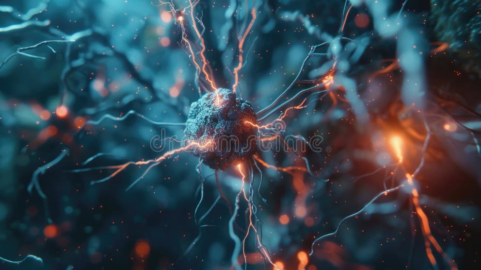 Neuron Fireworks stock image. Image of scientific, neurology - 366383003
