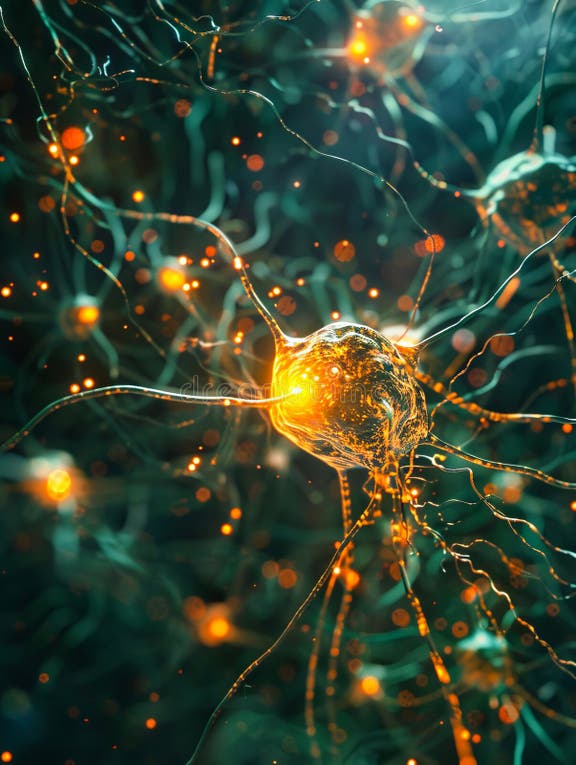 A Neuron with Glowing Lights Stock Photo - Image of lights, nerve ...