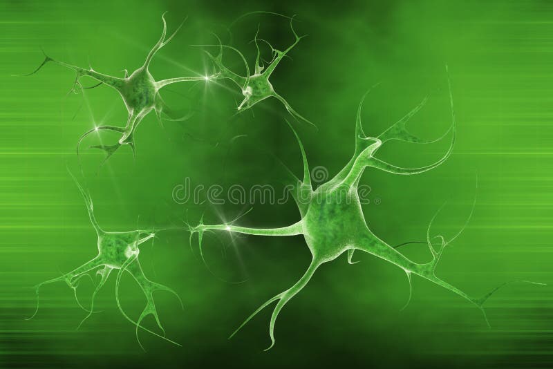 Neuron in green background stock illustration. Illustration of electron ...