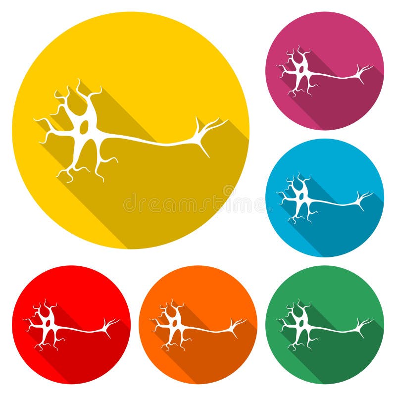 Neuron Icon with Long Shadow Stock Vector - Illustration of heart ...