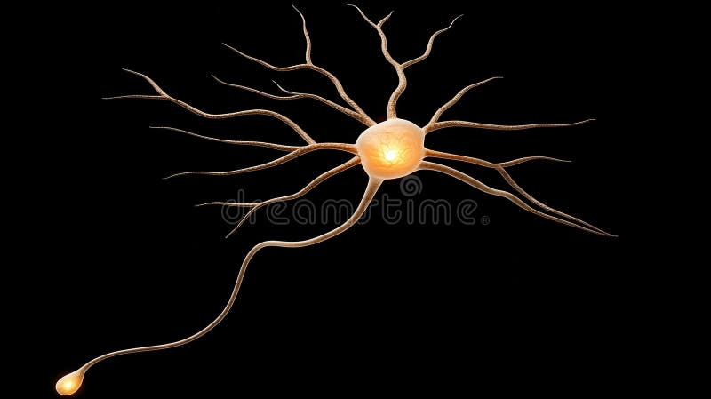 Neuron Illustration Structure and Function of Brain Cell on Black ...