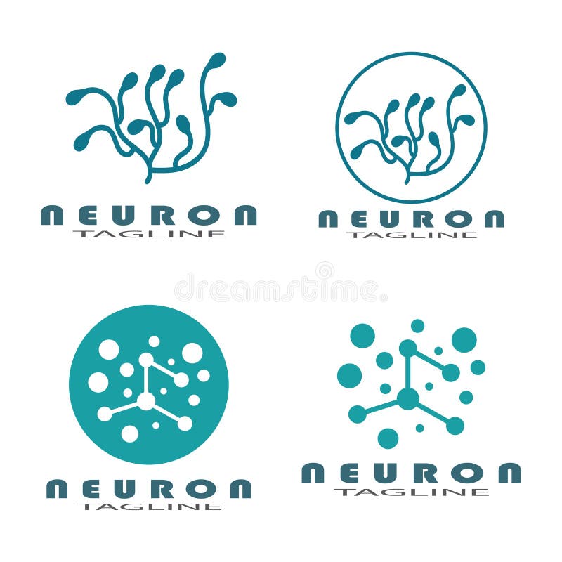 Neuron Logo or Nerve Cell Logo Design Illustration Template Icon with ...