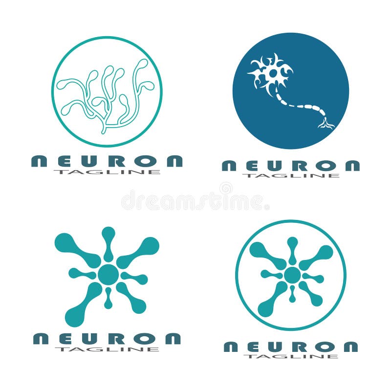 Neuron Logo or Nerve Cell Logo Design Illustration Template Icon with ...