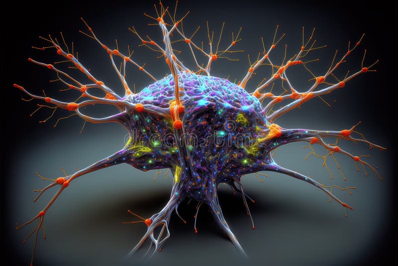 Neuron Macro View, Model of Nerve Cell with Dendrites, Illustration ...