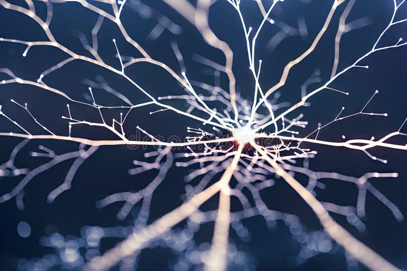 Neuron Nerve Cells 3D As Tree Branches. Neural Network of Human Brain ...