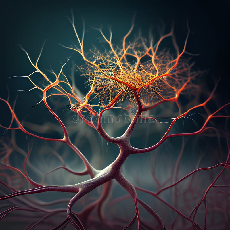 Neuron, Nervous System. 3d Rendering, Computer Digital Drawing Stock ...