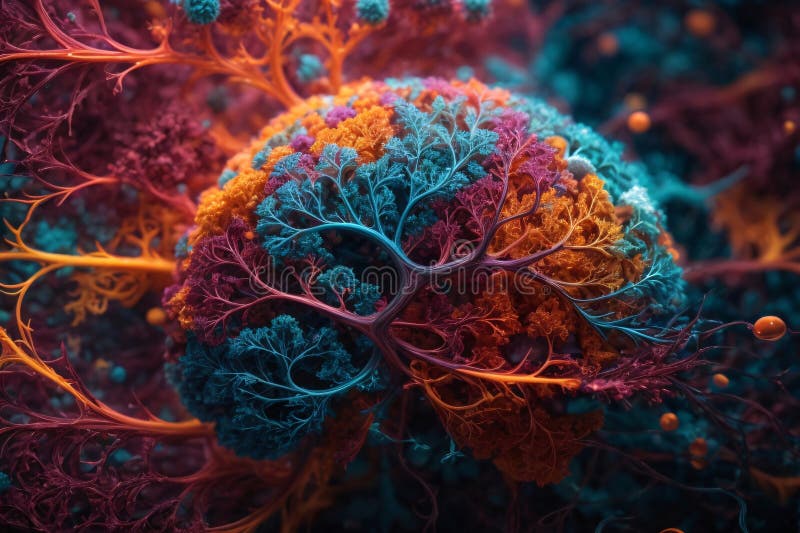 Shimmering Neuron Network Deep within the Brain Stock Illustration ...