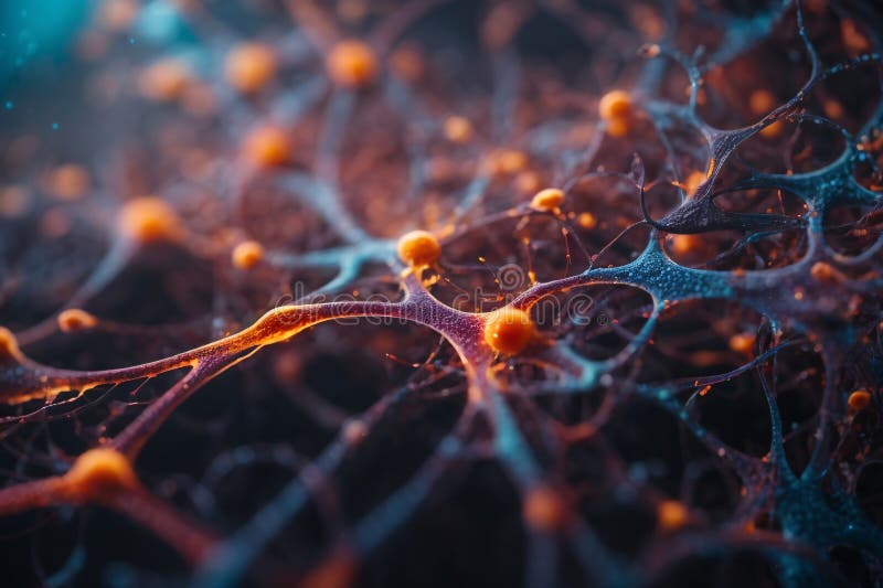 A Neuron Net Inside of Brain, Shimmering with a Vibrant Rainbow of ...