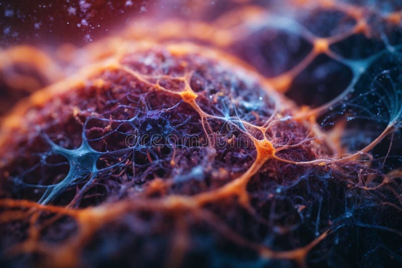 A Neuron Net Inside of Brain, Shimmering with a Vibrant Rainbow of ...