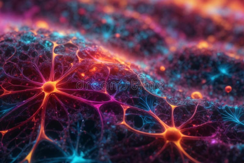 Shimmering Neuron Network Deep within the Brain Stock Illustration ...