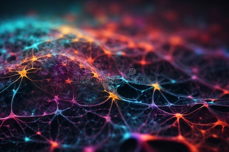 Shimmering Neuron Network Deep within the Brain Stock Illustration ...