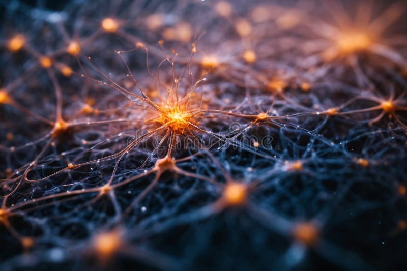 A Neuron Net Inside of Brain, Shimmering with a Vibrant Rainbow of ...