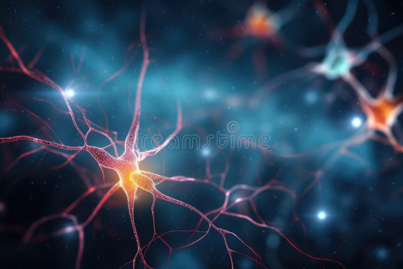 Neuron Network Brain Cells with Cell Activity between Each Other ...