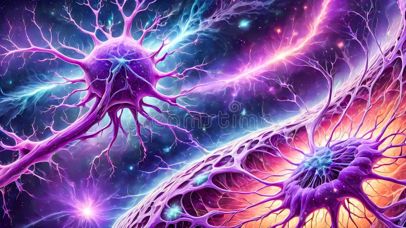 Neuron and Neurons in the Human Brain Stock Illustration - Illustration ...