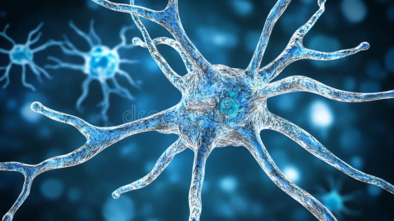 The Neuron in Question Has a Single Cell Body with Blue Glowing Axons ...