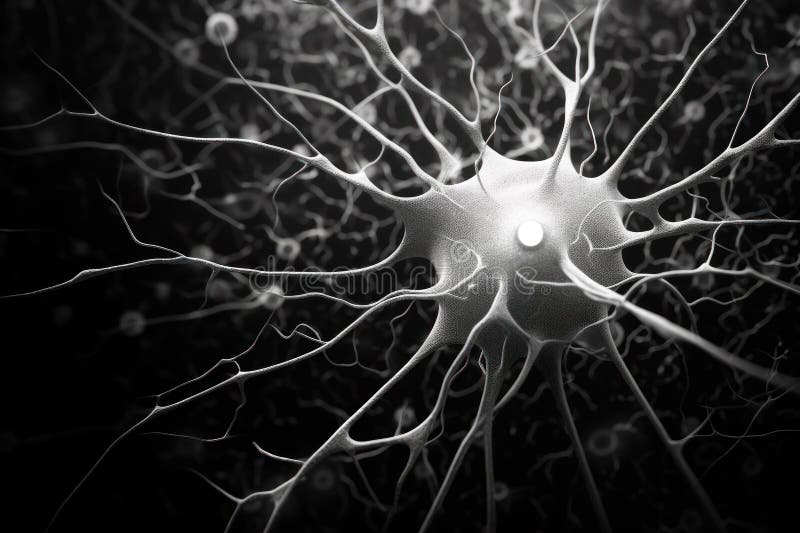 Neuron Scientific Visualization Black and White Stock Illustration ...