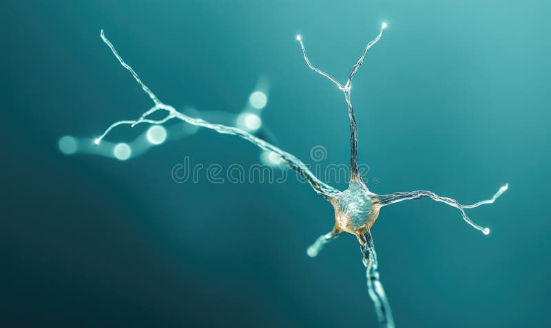 A Neuron is Shown in a Blue Background Stock Illustration ...