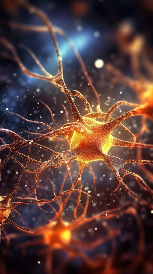Neuron is Shown in this Image, with Orange and Blue Lights on the Sides ...