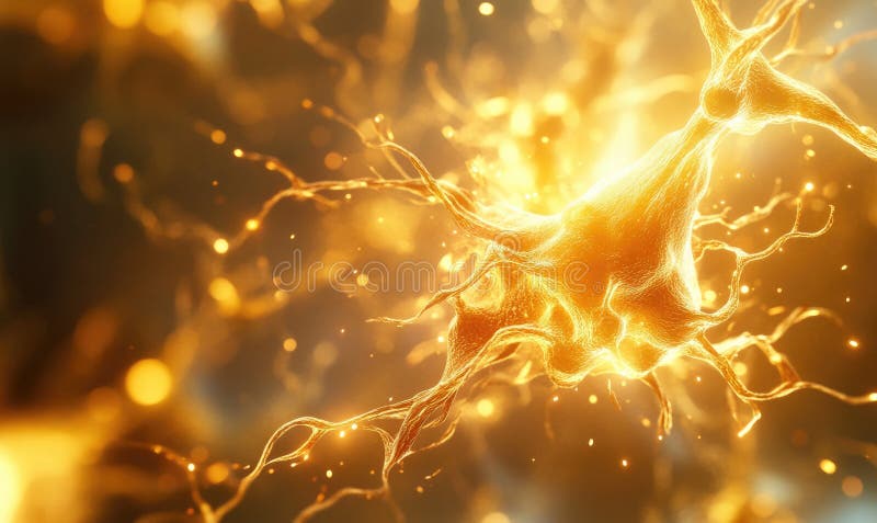 A Neuron is Shown in a Yellowish Color Stock Illustration ...