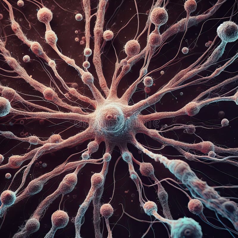 Neuron in a Surreal in the Brain Environment. Generative AI Stock ...