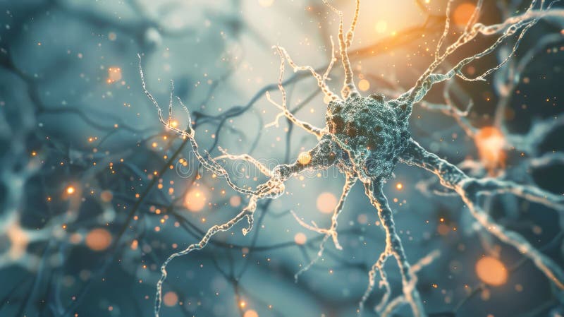 Neuron and Synapse Structure Stock Illustration - Illustration of ...