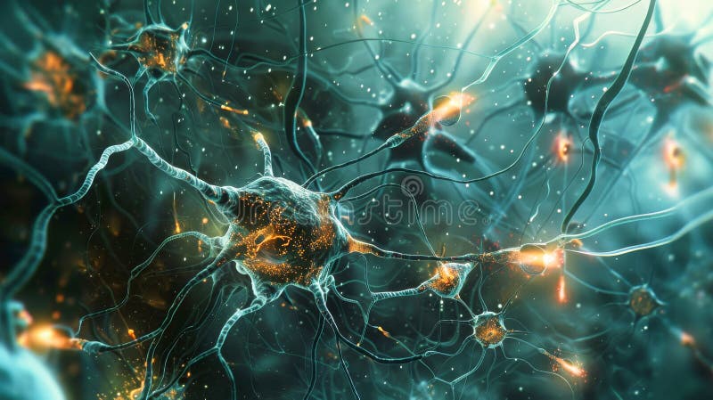 Neuron and Synapse Structure Stock Illustration - Illustration of cell ...
