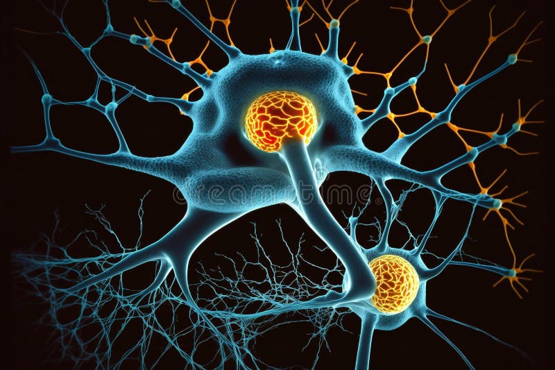 Neuron and Synapse Structures Depicting the Brain, Generative Ai Stock ...