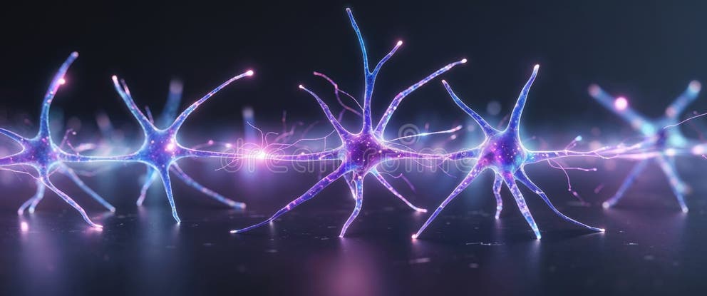Neuron Synapses Transmit Electrical Signals with Glowing Energy. Stock ...