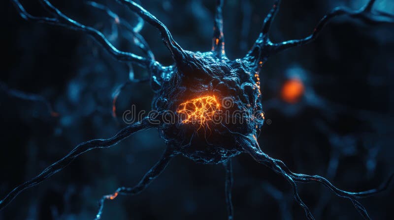 Neuron System Net Structure. Human Mind Cells Data Analysis Stock ...