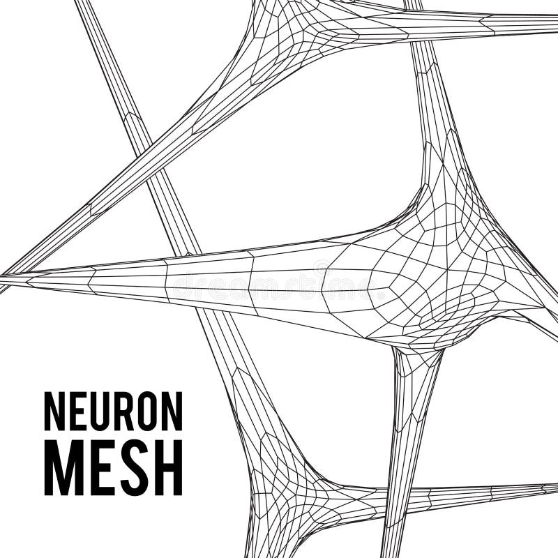 Neuron System Wireframe Mesh Model Stock Vector - Illustration of ...