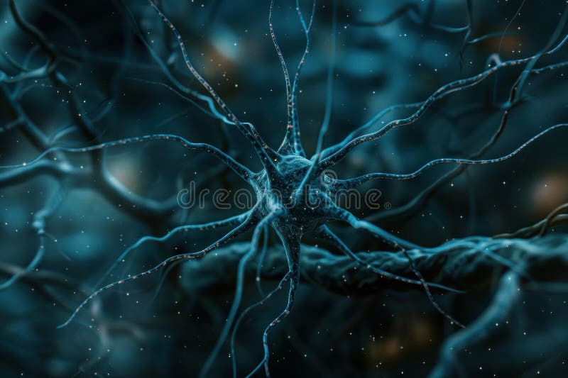 Neuron Transmitting Signals in the Brain with Axon and Dendrites Stock ...