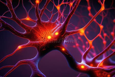 Neuron Under the Microscope in Lab. Ai Generative Illusration Stock ...