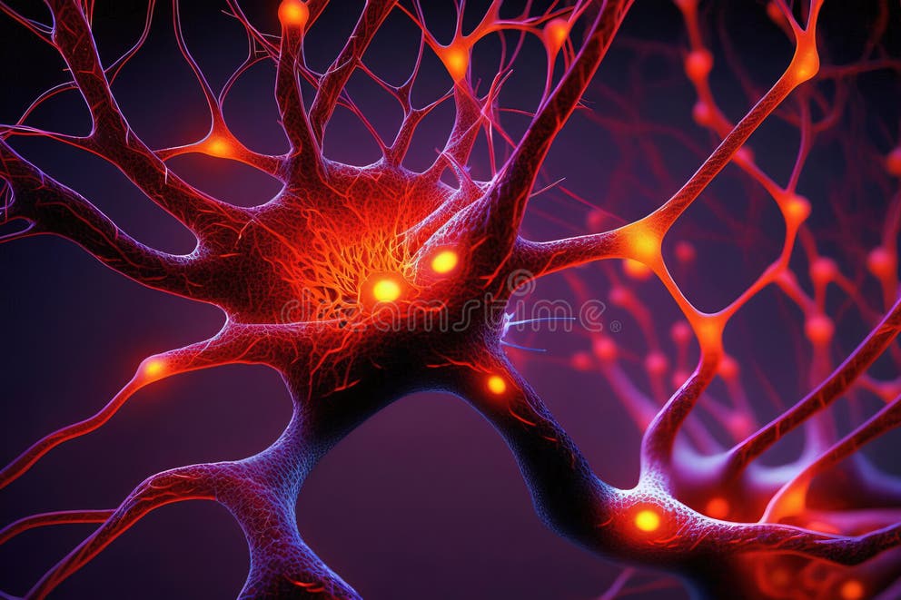 Neuron Under the Microscope in Lab. Ai Generative Illusration Stock ...