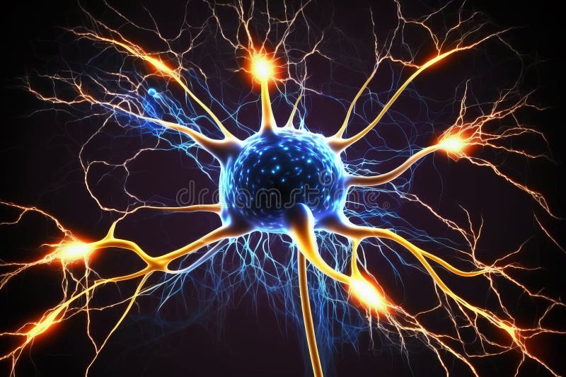 Neuron Under the Microscope in Lab. Ai Generative Illusration Stock ...