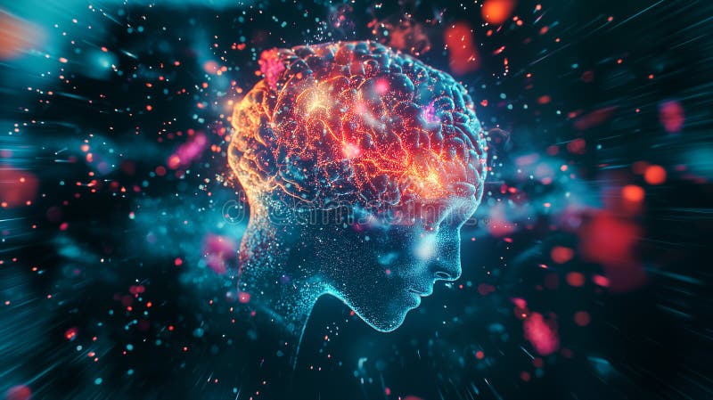 AI Generated. Neuronal Activity Illustrating a Glowing Brain within a ...