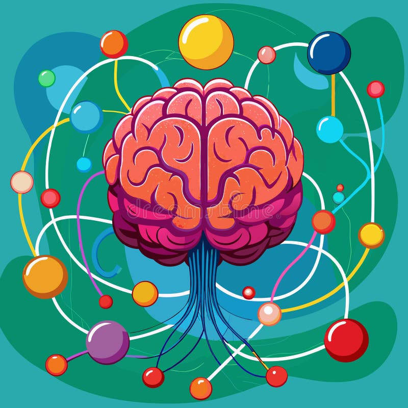 Neuronal Cells in the Brain Create Connections Stock Illustration ...