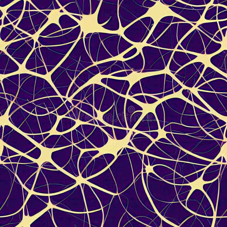 Neuronal Network, Seamless Pattern in Purple and Yellow. AI Generative ...