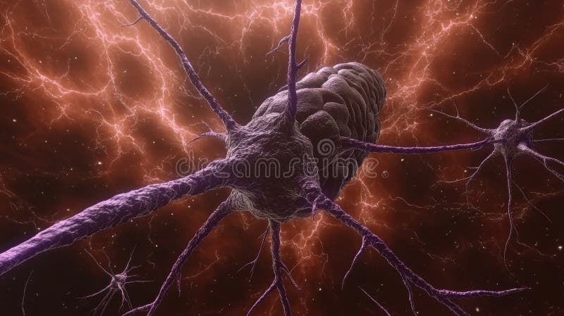 Neuronal Network, Synaptic Transmission, Brain Activity Illustration ...