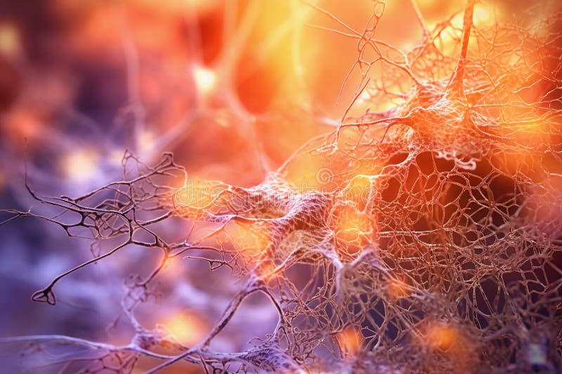 A Neuronal Networks in the Brain, Active Nerve Cells, 3D Illustration ...