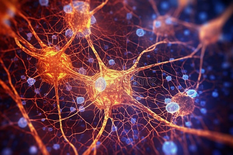 Neuronal Networks in the Brain, Active Nerve Cells, 3D Illustration ...
