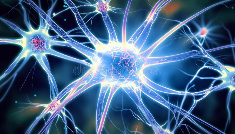 Neuronal Synapse, Network of Neurons, Brain Cells Stock Illustration ...