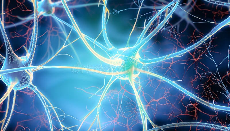 Neuronal Synapse, Network of Neurons, Brain Cells Stock Illustration ...