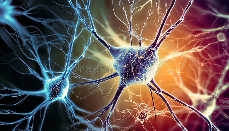 Neuronal Synapse, Network of Neurons, Brain Cells Stock Illustration ... Neuronal Synapse, Network of Neurons, Brain Cells Stock Illustration ...