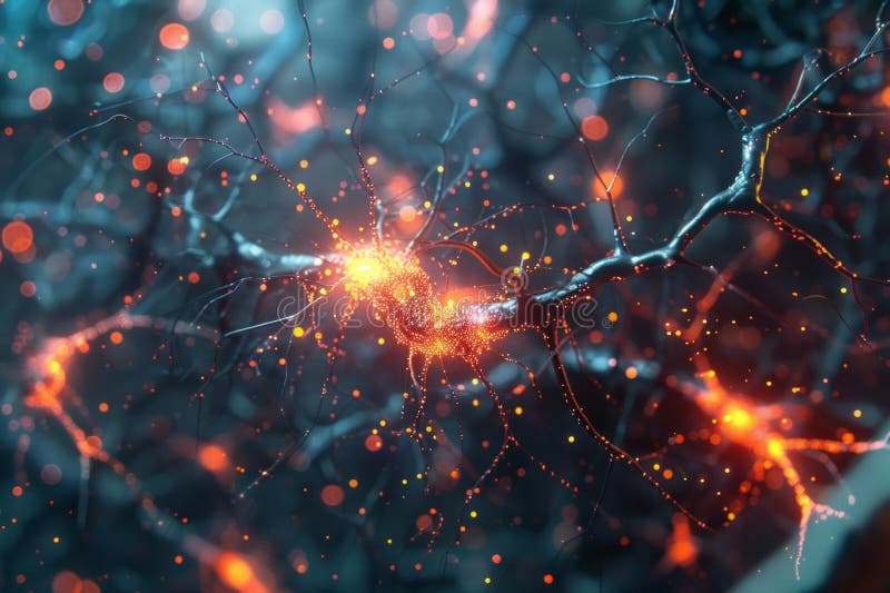 Neurons Abstract Background. Connections of Nerves in Microscope View ...