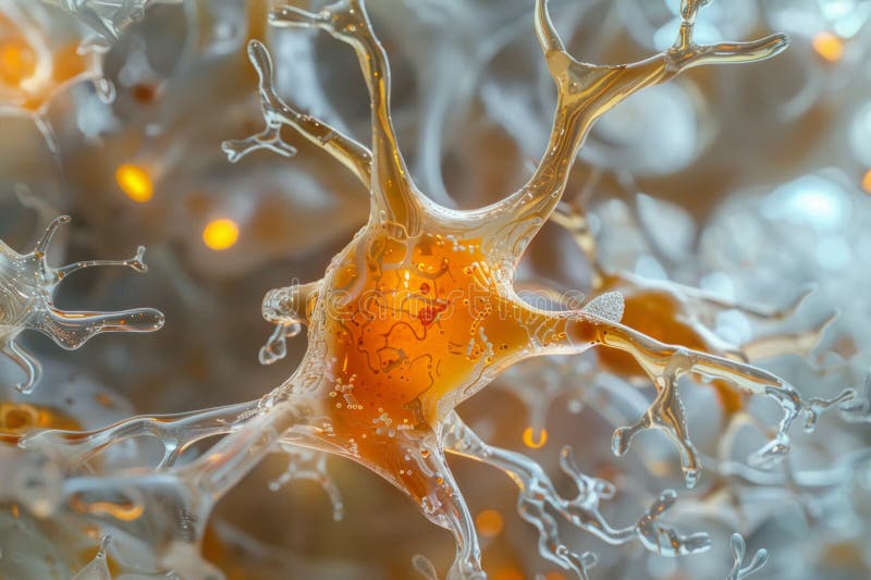 Neurons Abstract Background. Connections of Nerves in Microscope View ...